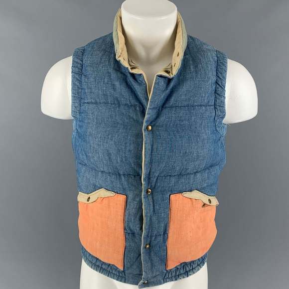 Visvim | Jackets & Coats | Visvim Blue Orange Color Block Cotton Linen Reversible Vest | Poshmark